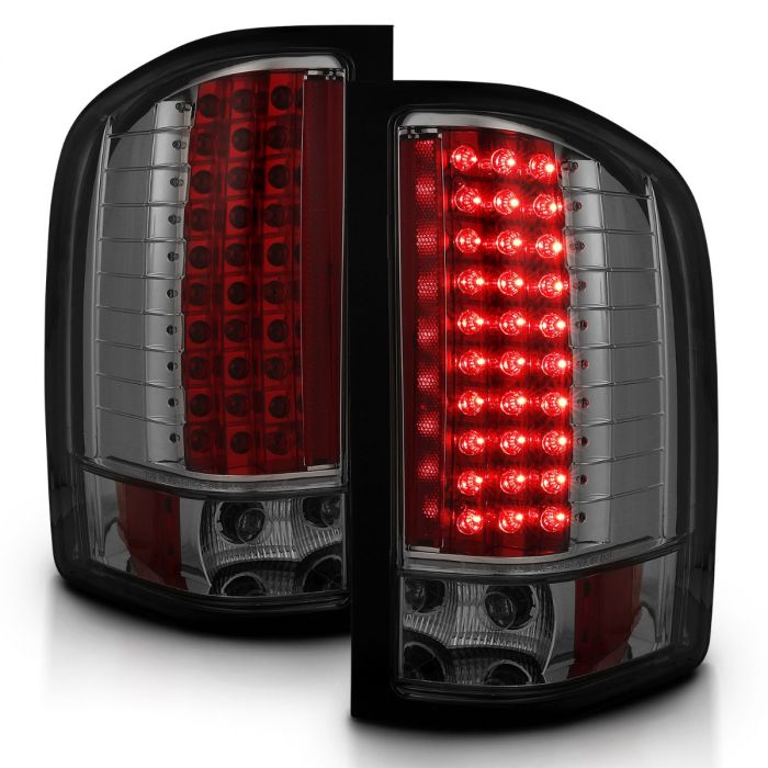 CHEVY SILVERADO 1500 07 13 2500HD 3500HD 07 14 LED TAIL LIGHTS CHROME SMOKE LENS