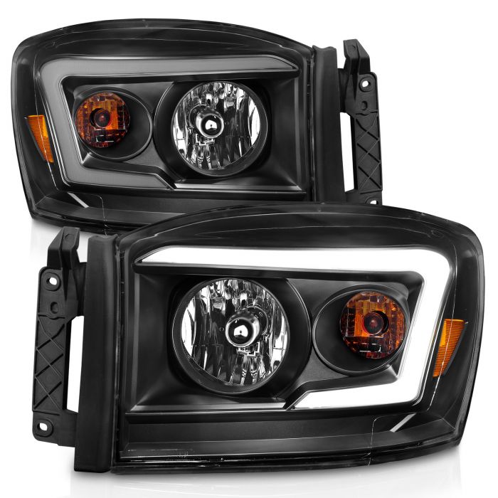 ANZO USA Don t Get Left in The Dark DODGE RAM 1500 06 08 2500 3500 06 09 CRYSTAL C BAR HEADLIGHTS BLACK