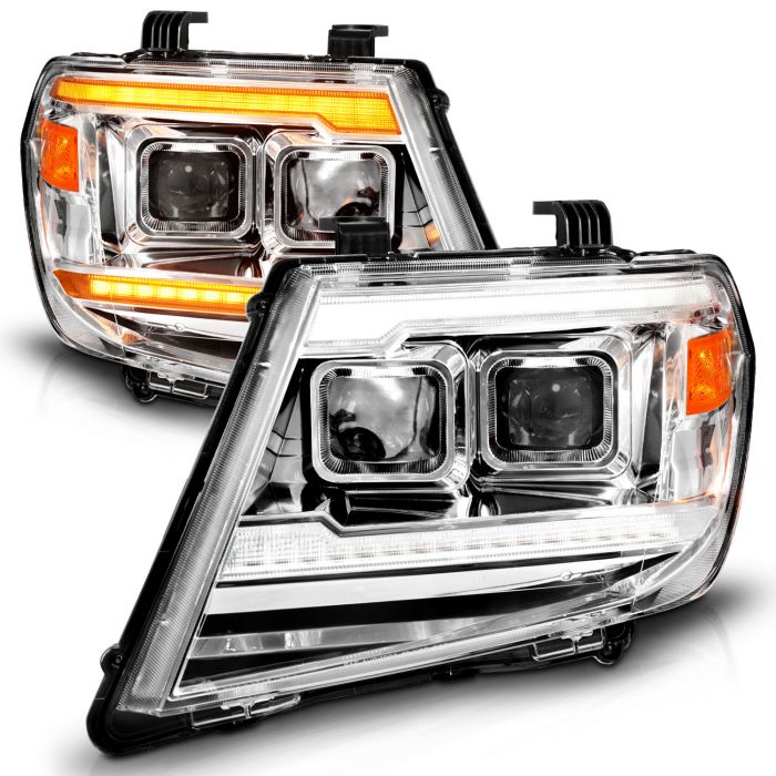 NISSAN FRONTIER 09 21 PROJECTOR PLANK STYLE HEADLIGHTS CHROME W DRL SEQUENTIAL SIGNAL